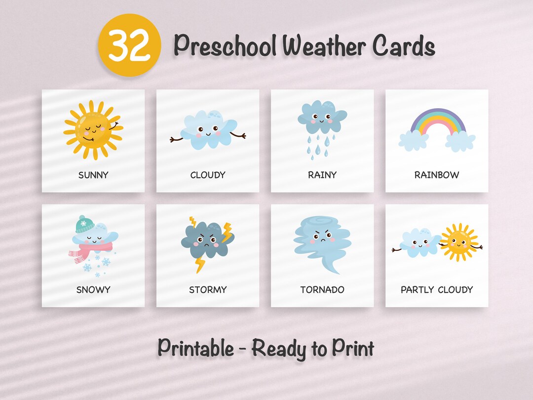 32 Weather Learning Cards for Children - Educational Montessori ...