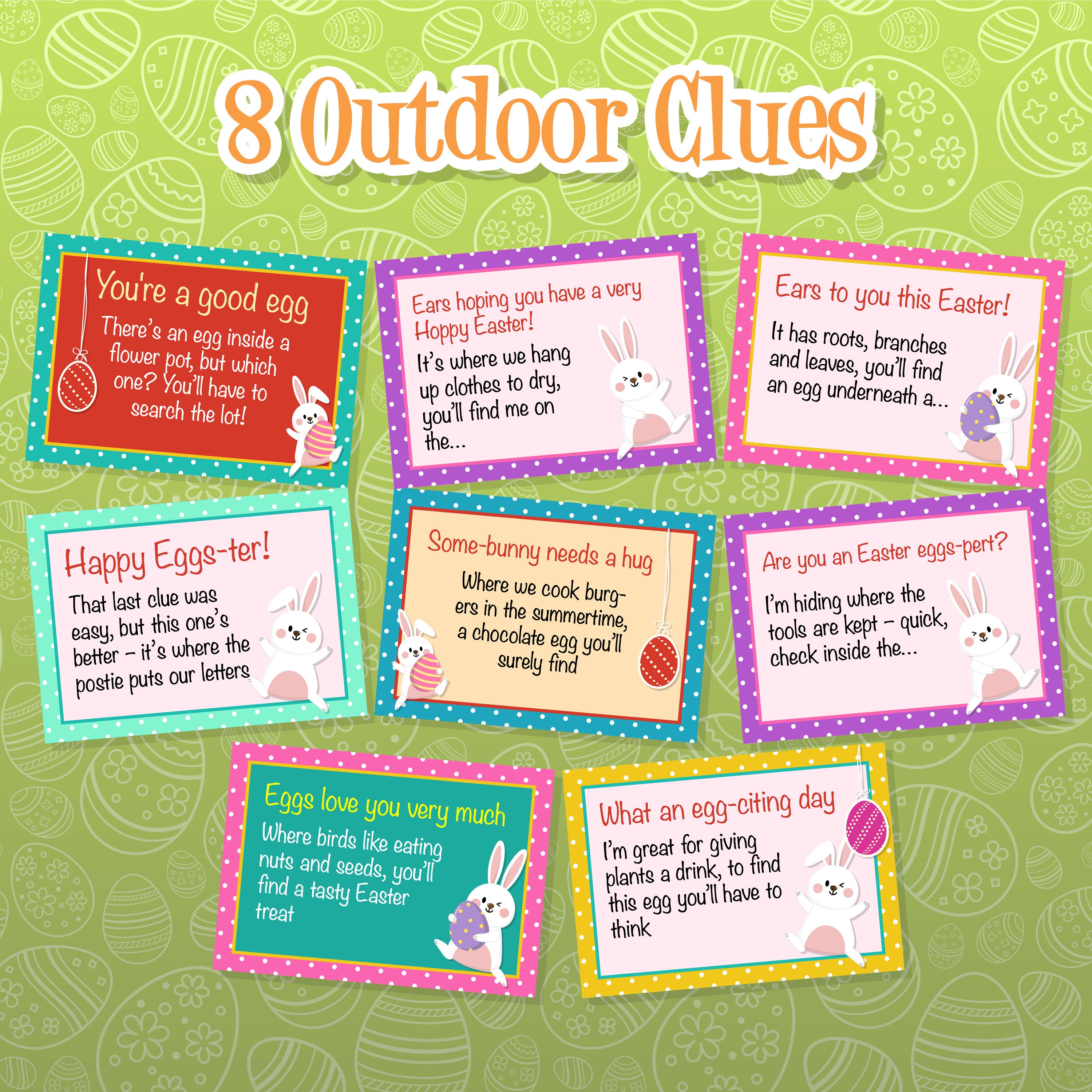 Printable Easter Egg Hunt Kit: 16 Scavenger Clues + Customisable Bonus ...