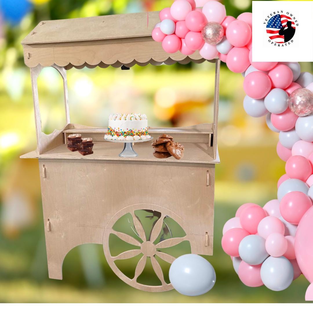 Candy Cart Sweet Dessert Display Full Size Unfinished Wood Decorative ...