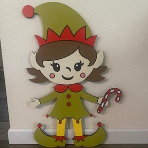 Large Christmas Elves Yard Display Set of Two 3 Ft Exterior Wood ...
