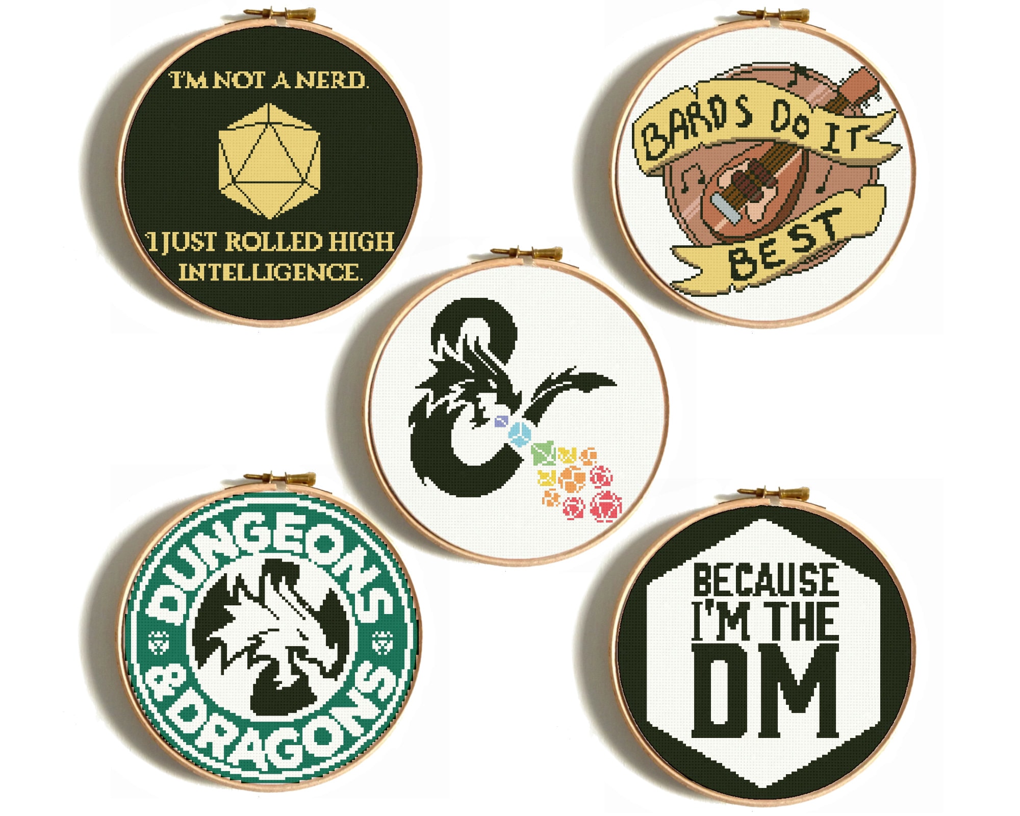 SET 5 Cross Stitch Pattern PDF - Digital Download – D20 Dnd Game ...