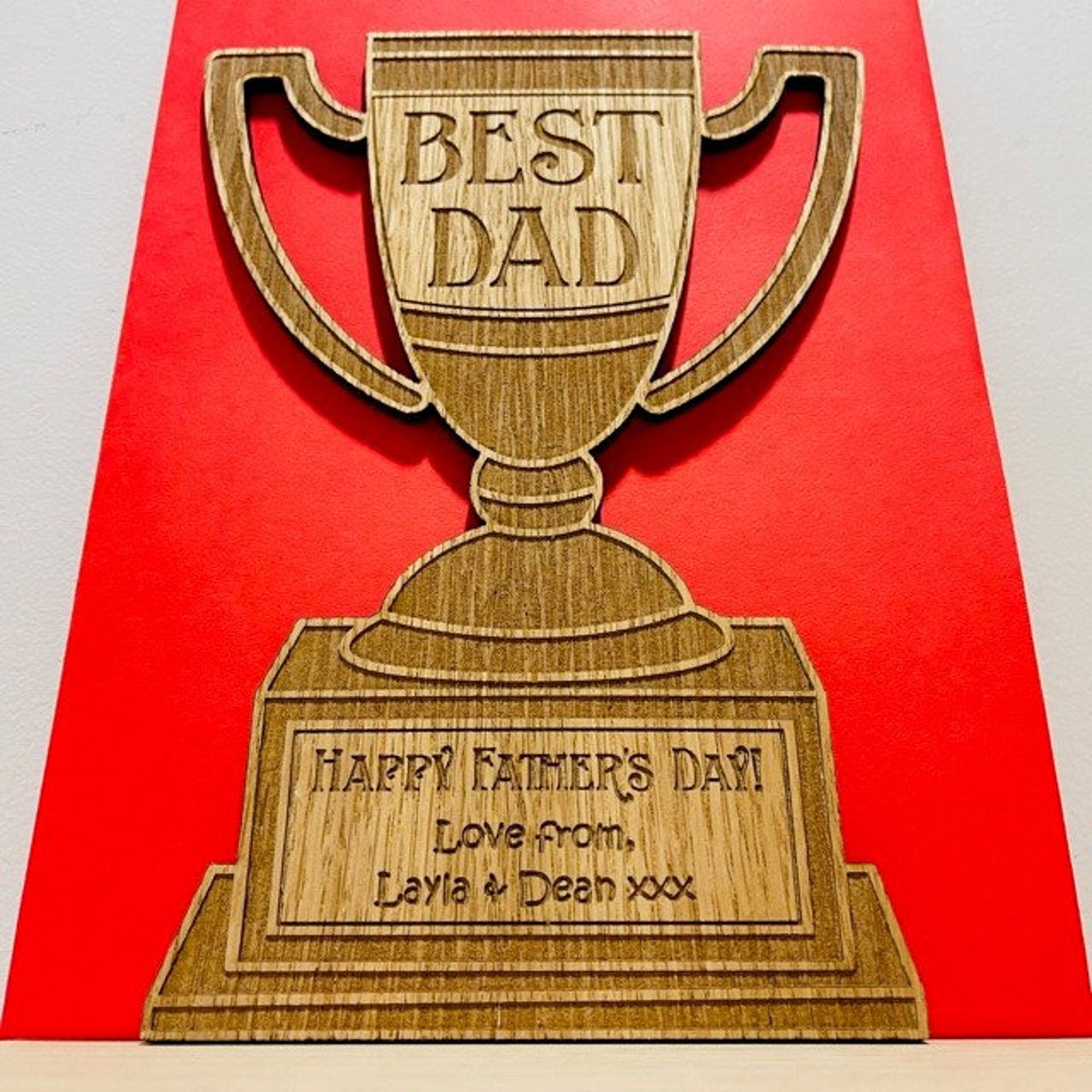 Personalised Wooden 'best Dad' Trophy Card Wood - Etsy UK