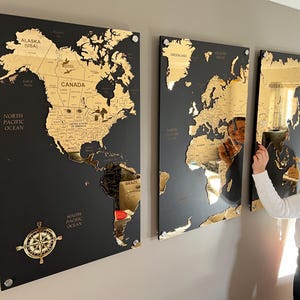 High Detail 3D Gold World Map Travel Wall Art Map, Feature Wall ...
