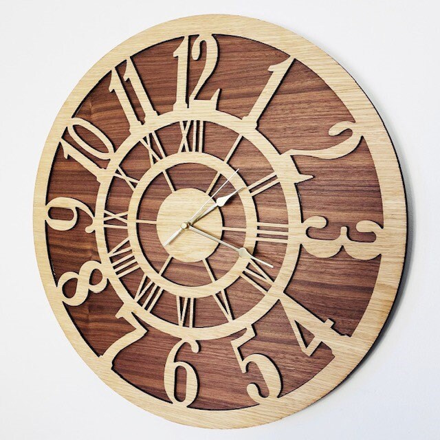 Handmade Wooden Silent Big Numbers Wall Clock up to 90cm in - Etsy UK