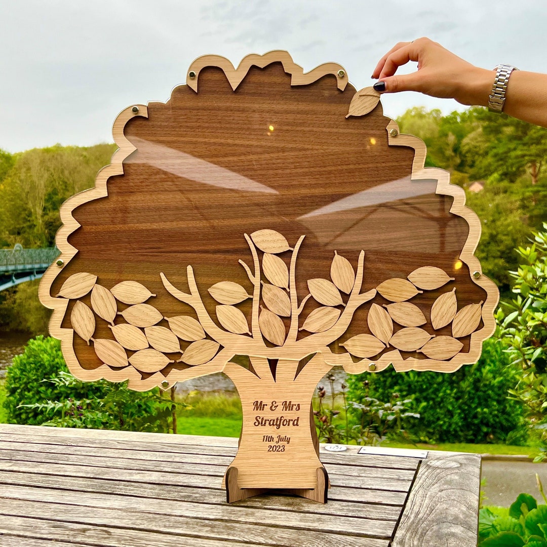 Oak & Walnut- Wedding Oak Tree Shaped Alternative Guestbook Drop Box ...