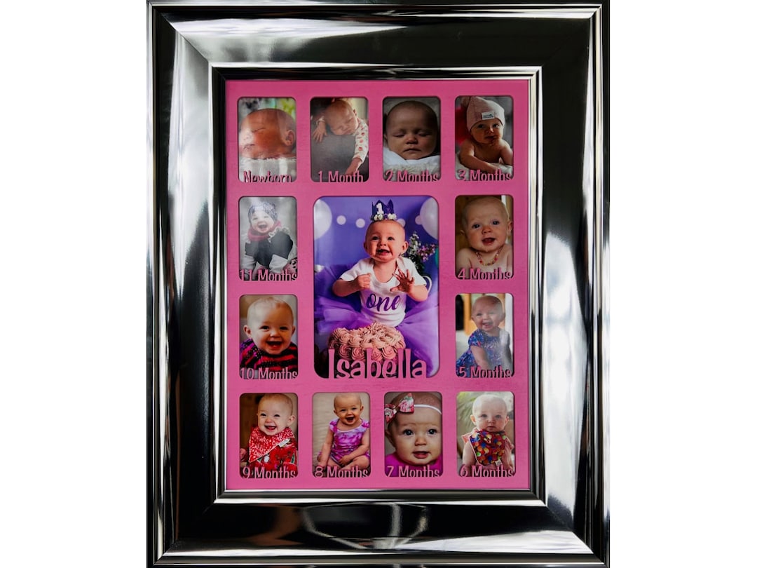 Newborn Baby 1st Year Personalised Photo Frame 1-12 Months silver ...