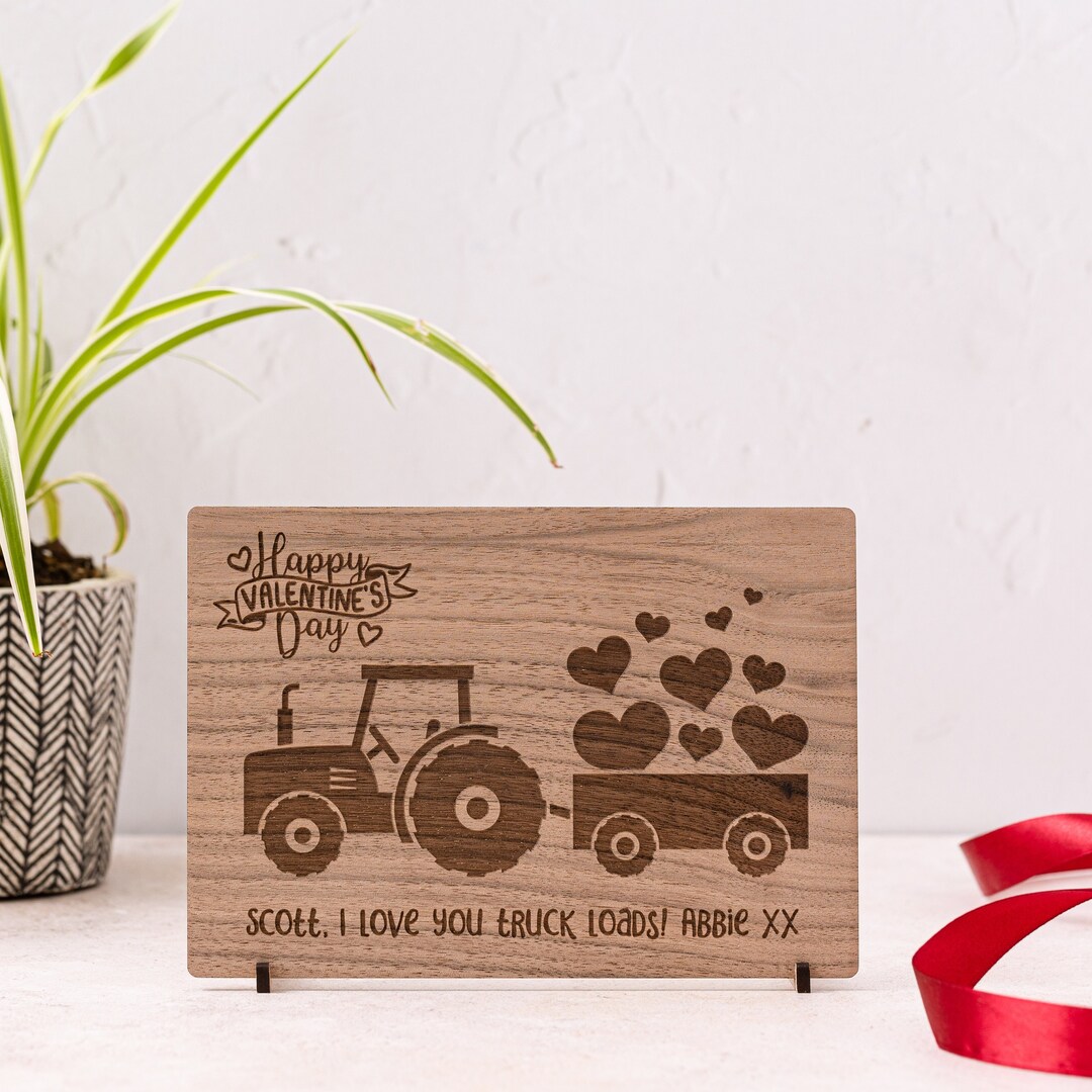 Personalised Happy Valentine's Day Wooden Farm Tractor Card Special ...