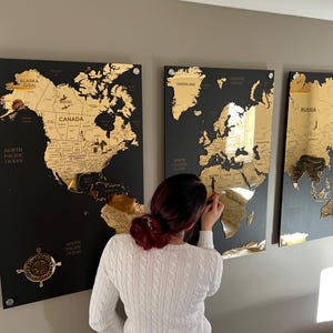 High Detail 3D Gold World Map Travel Wall Art Map, Feature Wall ...