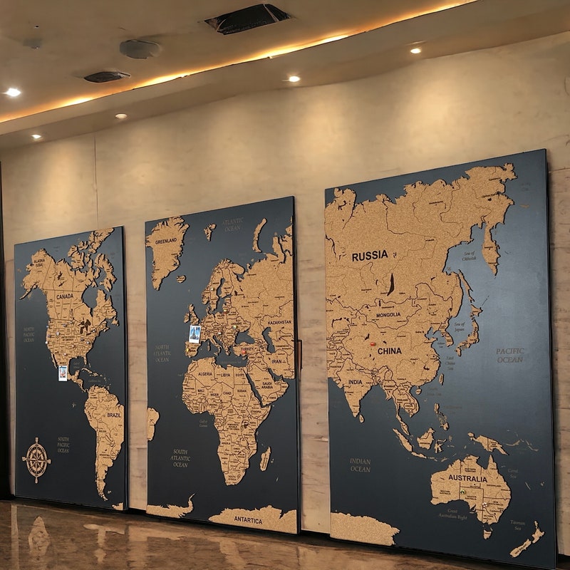 Wood and Light World Map - Etsy