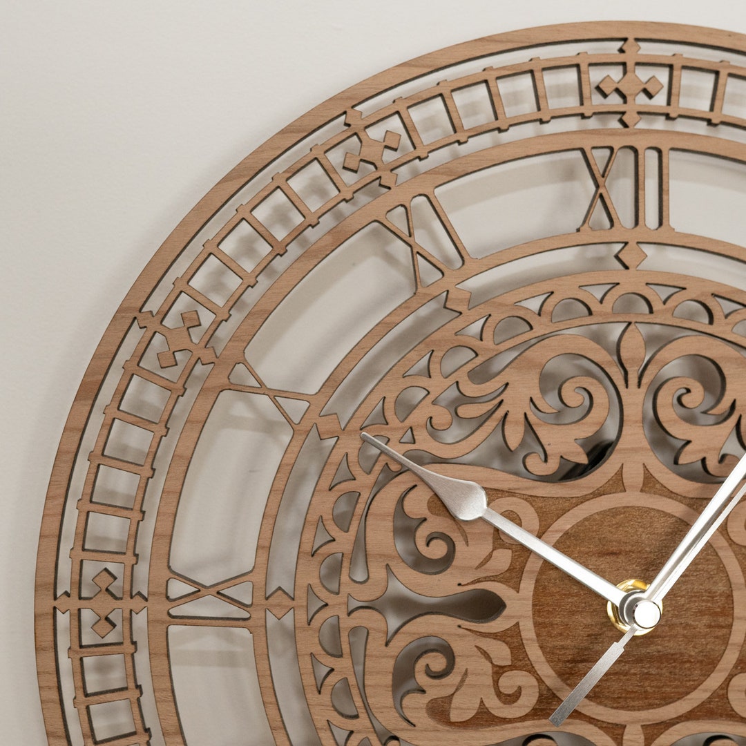 Handmade Wooden Silent Ornate Big Ben Wall Clock up to 90cm in Oak ...