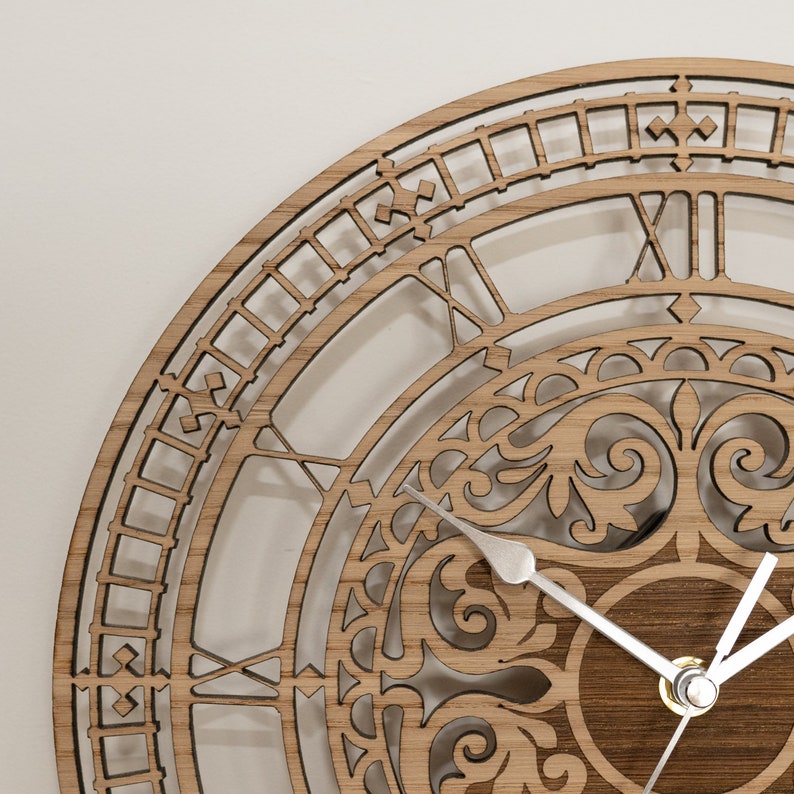 Handmade Wooden Silent Ornate Big Ben Wall Clock up to 90cm in Oak ...
