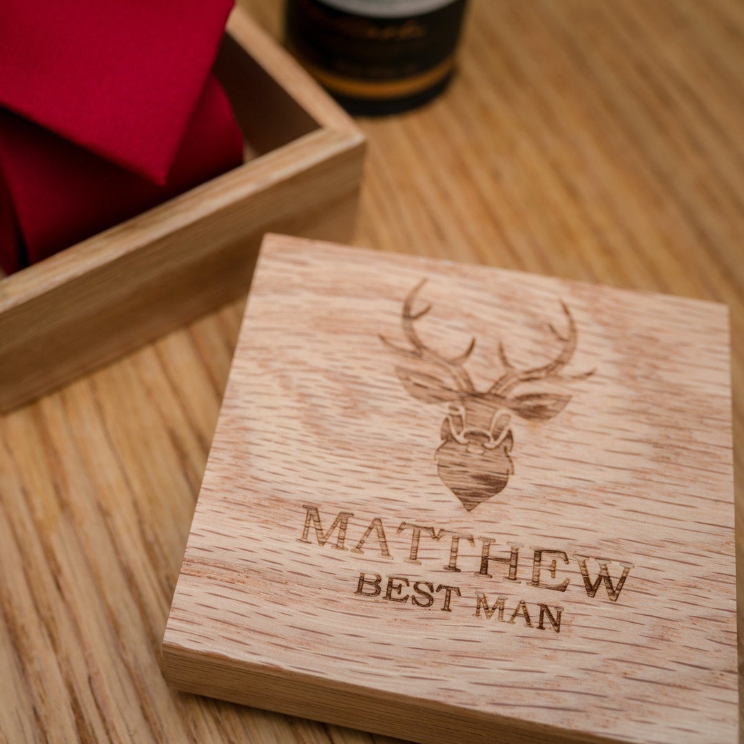 Engraved 'stag' Solid Oak Trinket Box - Name/personalised Message ...