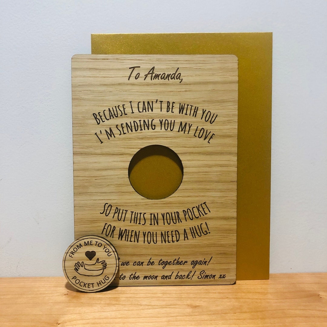 Personalised 'pocket Hug' Lockdown Wood Engraved Card (customisable) - Etsy