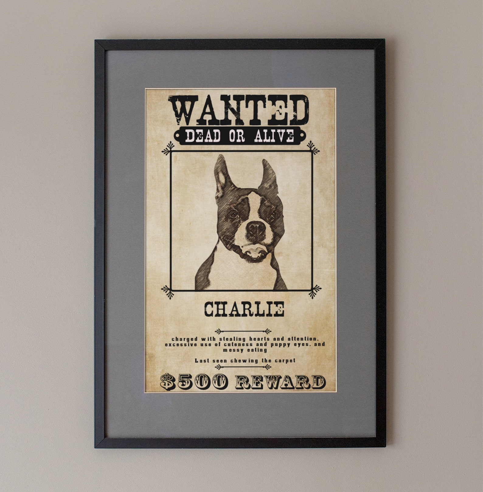 Dog Wanted Poster Personalized Funny Vintage Criminal | Etsy