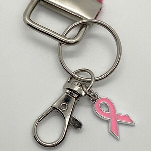 Pink Ribbon Lanyard Keychain Breast Cancer Awareness - Etsy