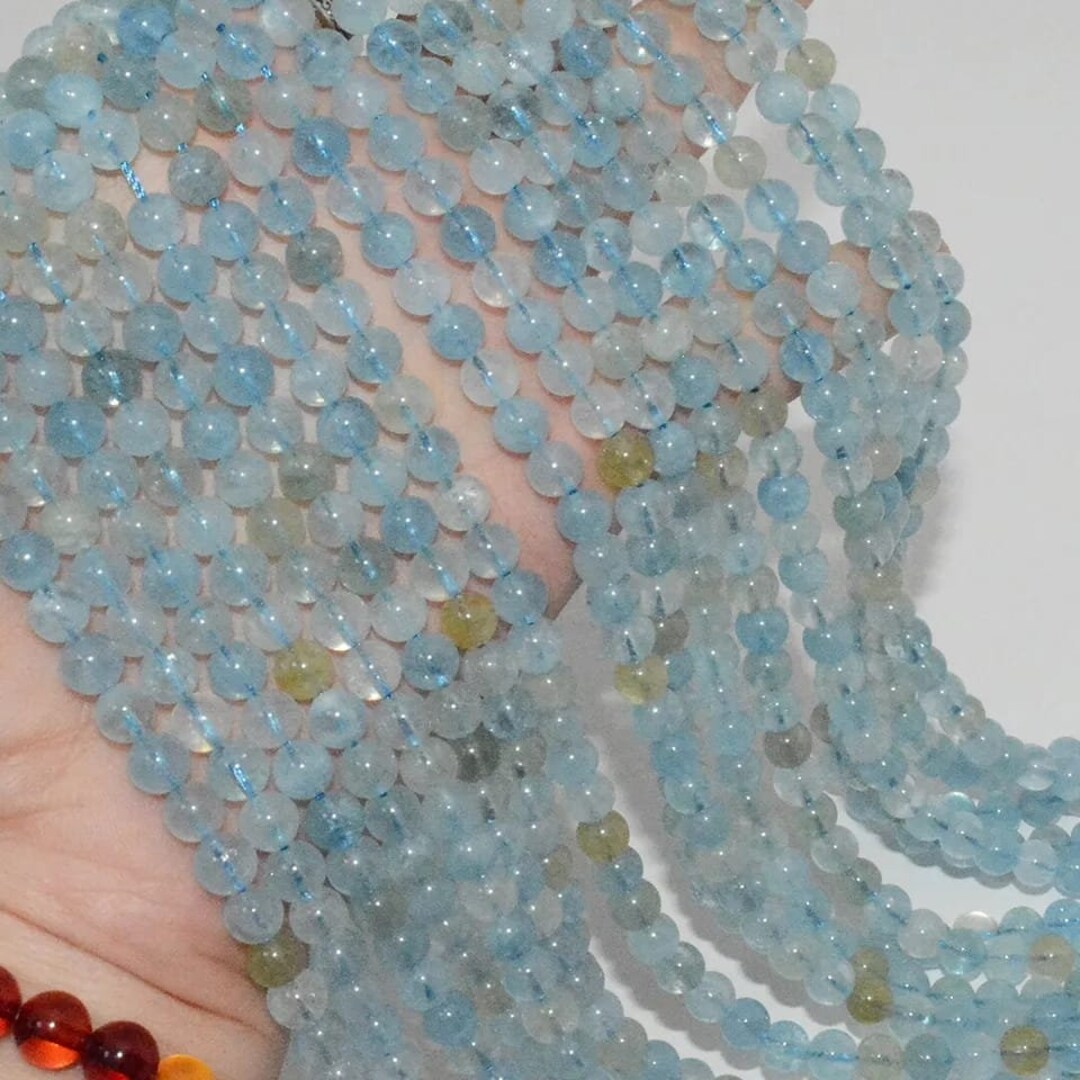 Genuine Natural Aquamarine Beads AAA Quality 6mm Size Available,round ...