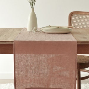 Sunset Rose Linen Table Runner, Handmade, Washed Linen Runner, Custom ...