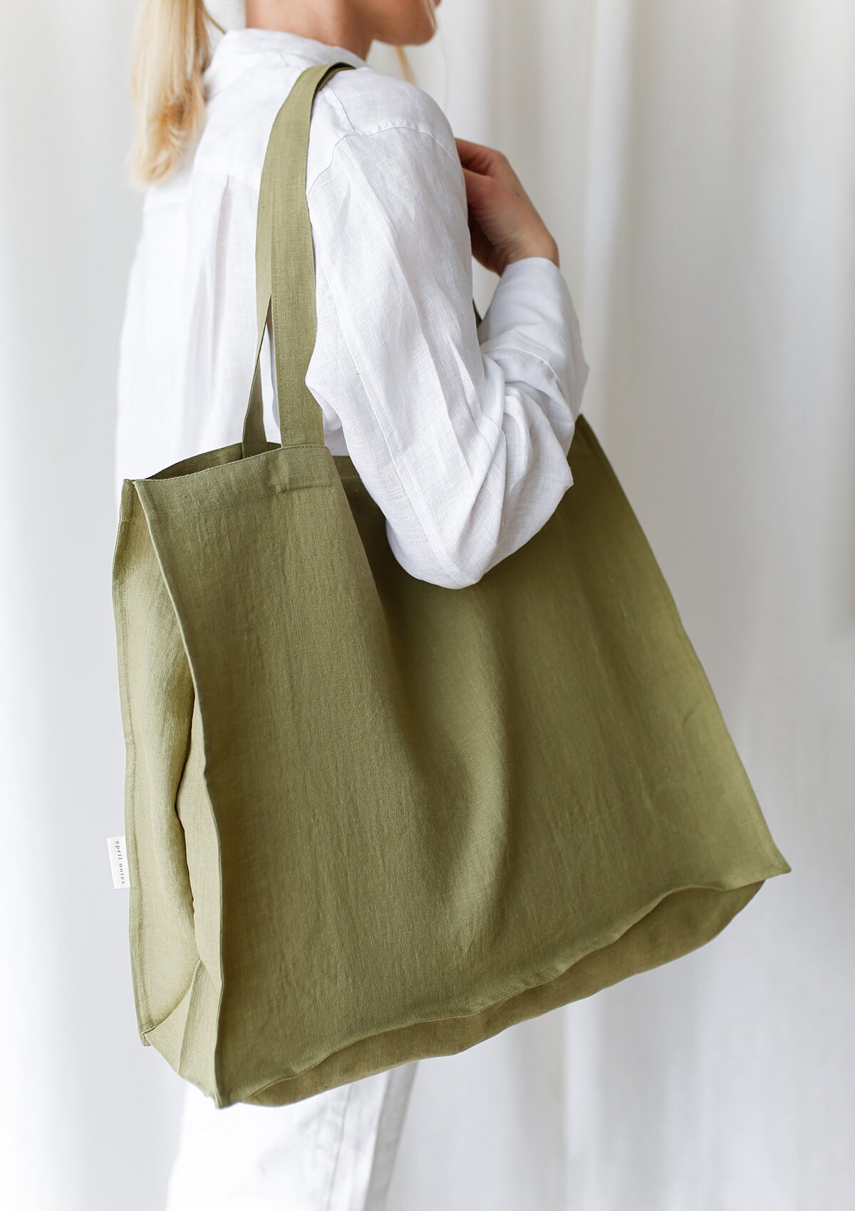 Large Linen Tote Bag in Various Colors, Linen Beach Bag, Shopping Bag ...