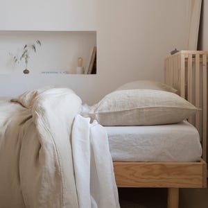 Linen Duvet Cover Set in Beige: Linen Duvet Cover and Two Linen ...