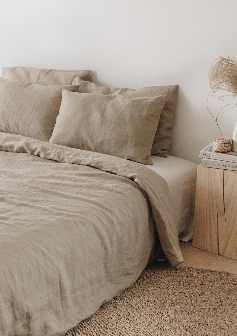 Beige Linen Bedding Set: Linen Duvet Cover and Two Linen - Etsy