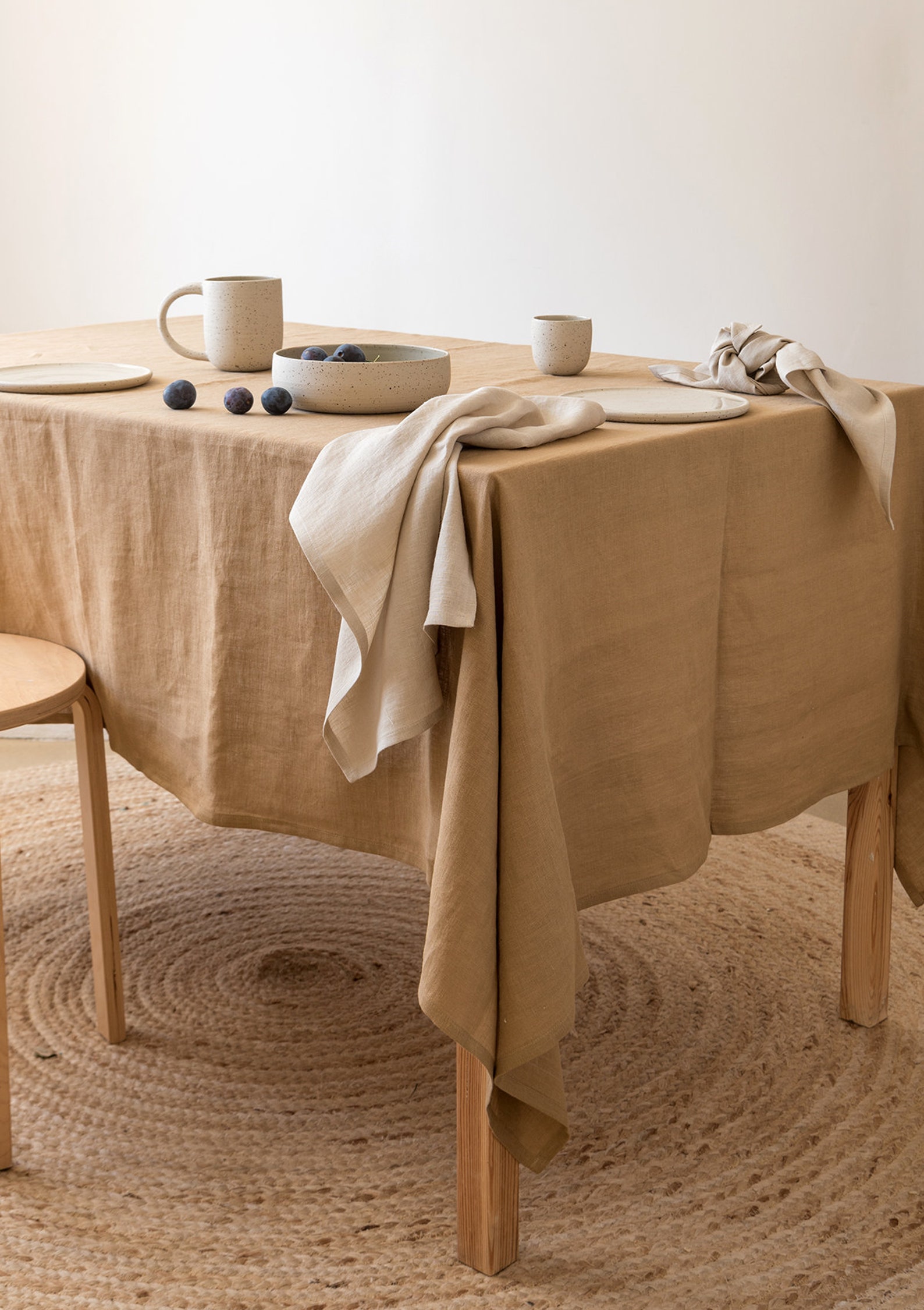 Linen Napkin Set in Beige, Washed Cloth Napkins, Handmade Table Linen ...