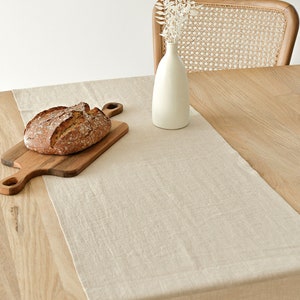 Beige Linen Table Runner, Handmade, Washed Linen Runner, Custom Size ...