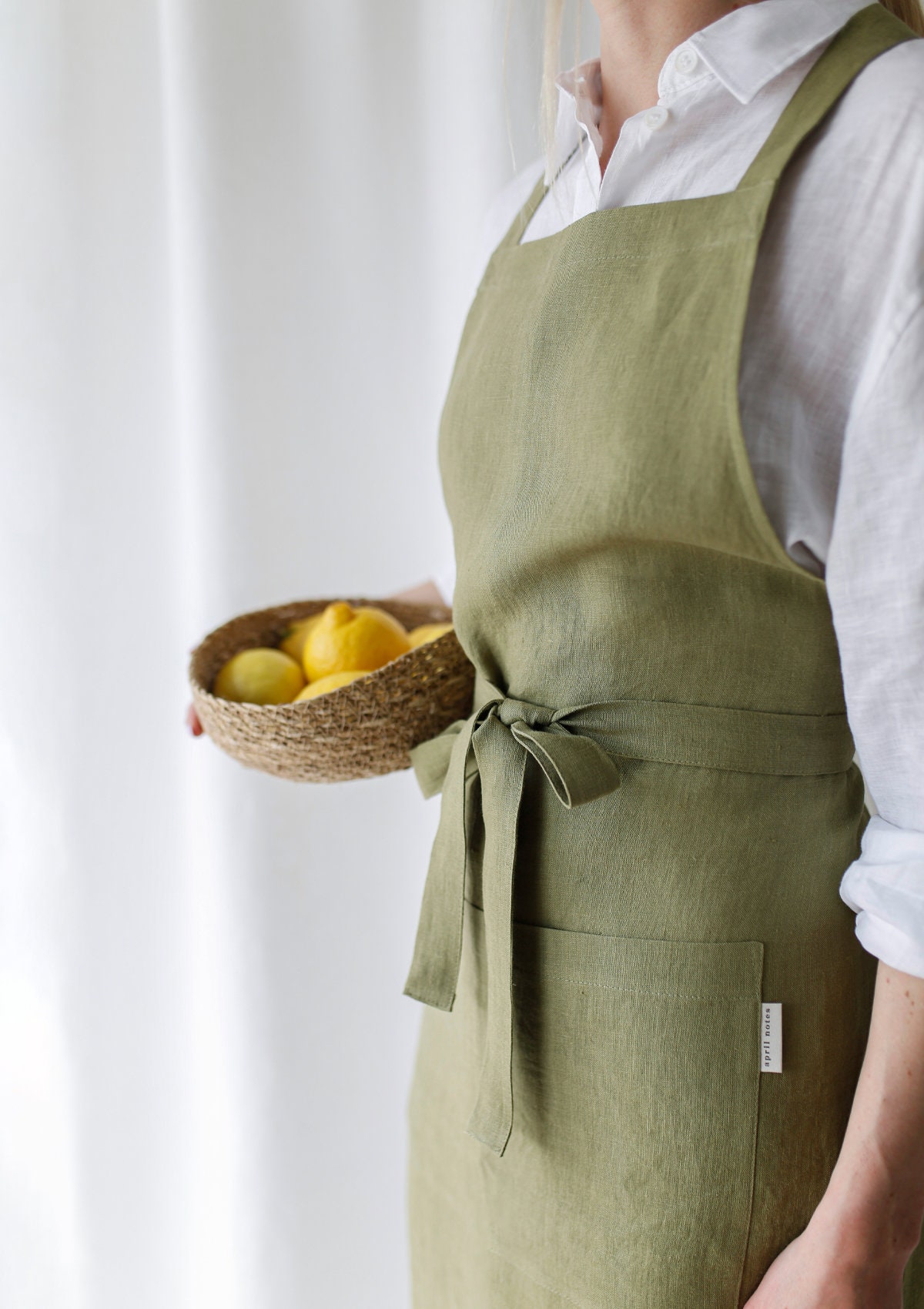 Linen Apron in Various Colors Washed Linen Kitchen Apron With - Etsy Canada