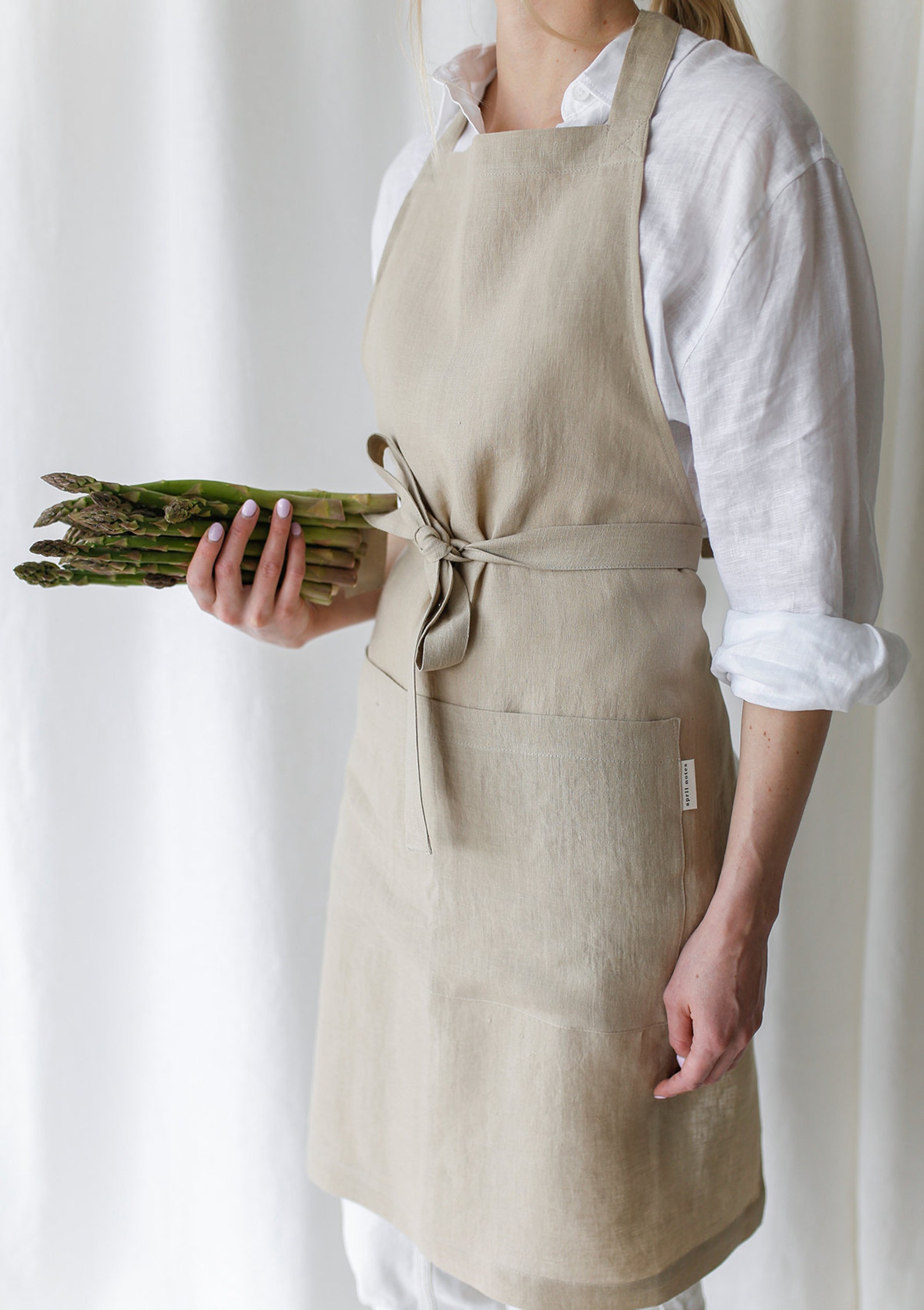 Linen Apron in Various Colors Washed Linen Kitchen Apron With - Etsy