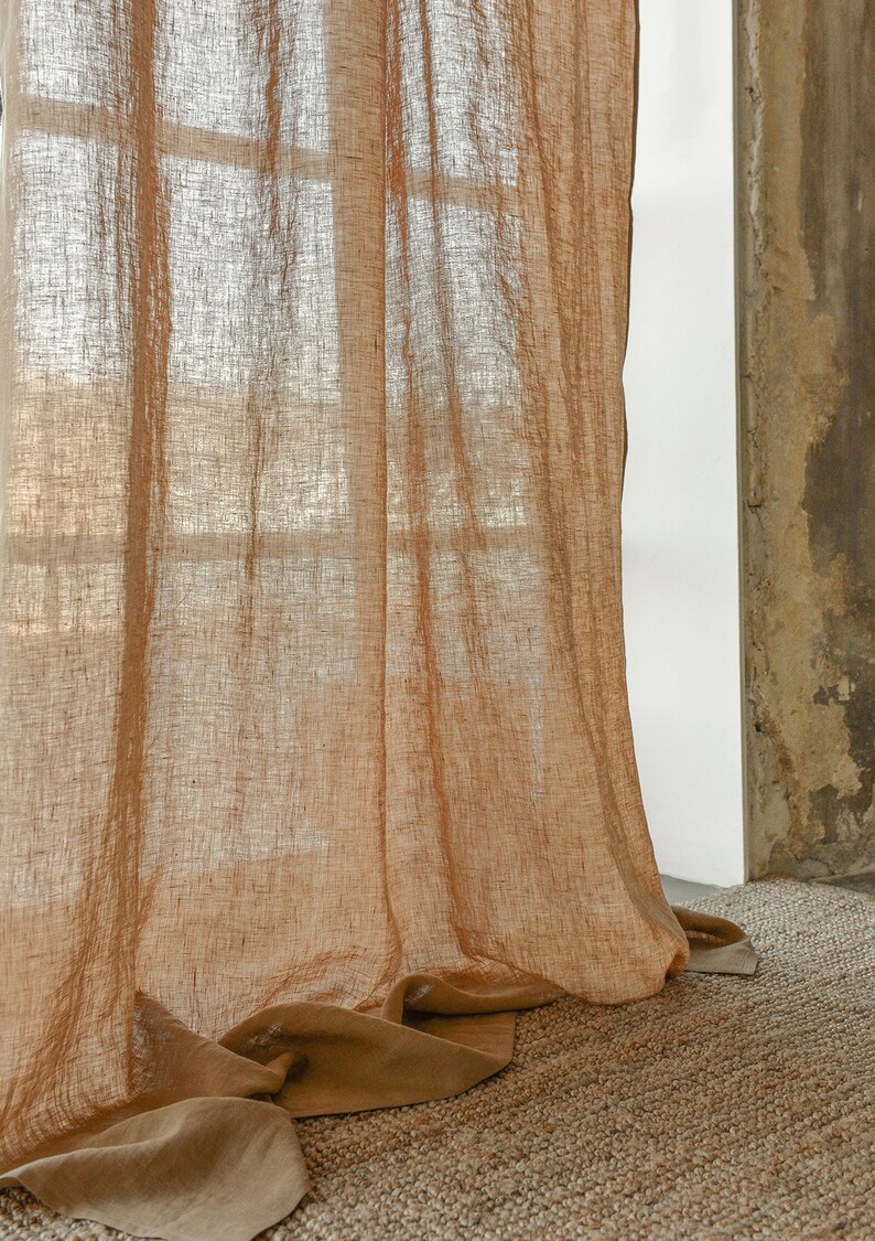 Tab Top Linen Curtain Panel Semi-sheer Washed Linen Curtain | Etsy