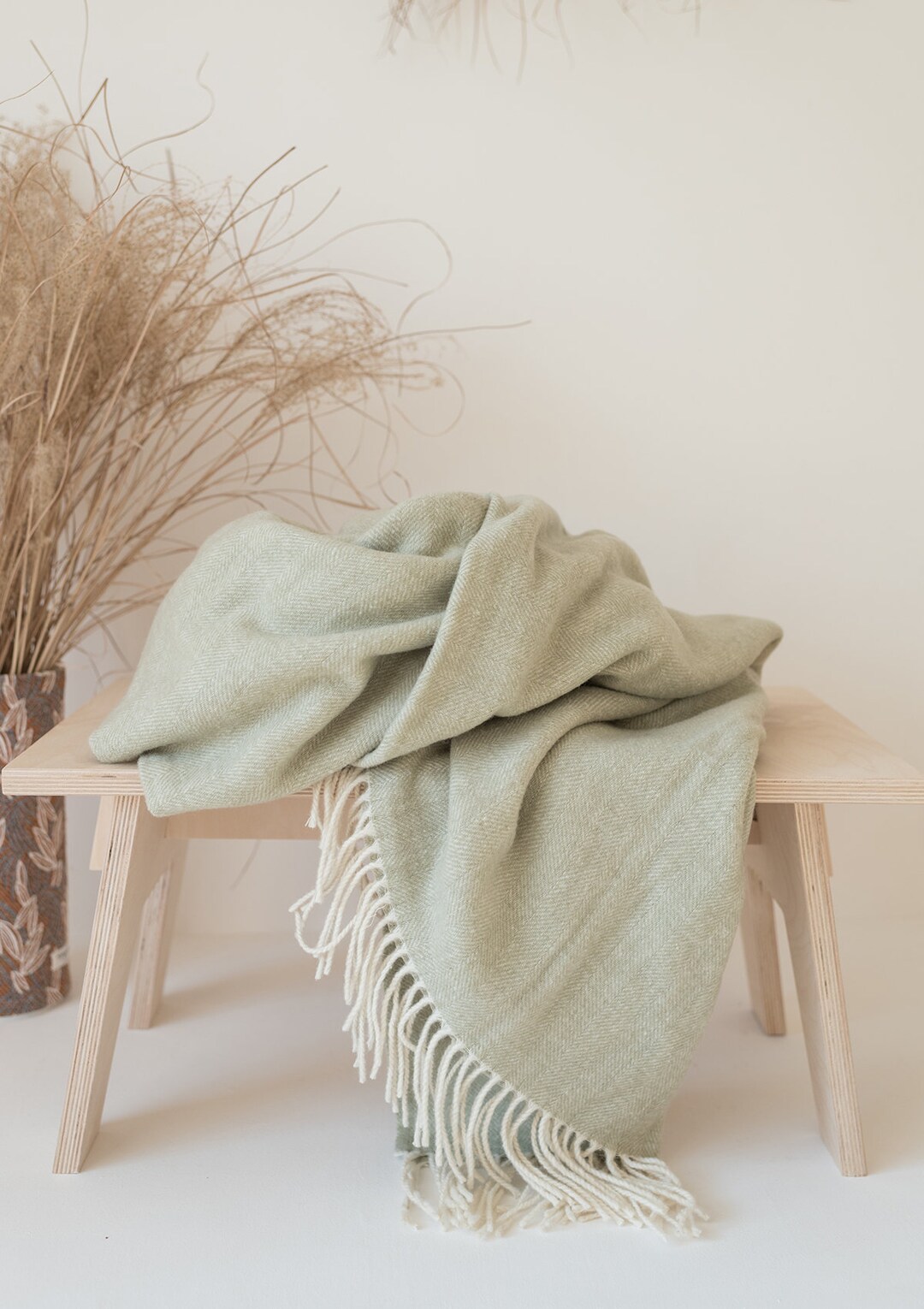 Merino Wool Blanket, 100% Natural Fine Merino Wool Throw in Forest ...