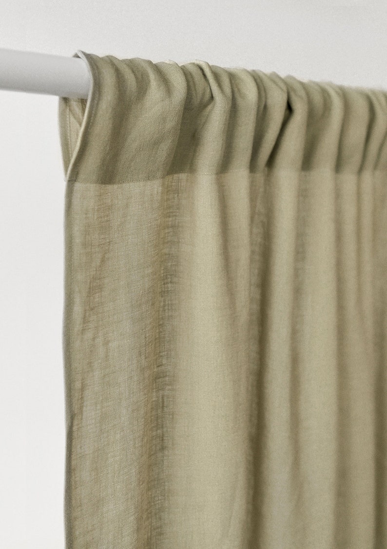 Rod Pocket Linen Curtain Panel Semi-sheer Washed Linen - Etsy