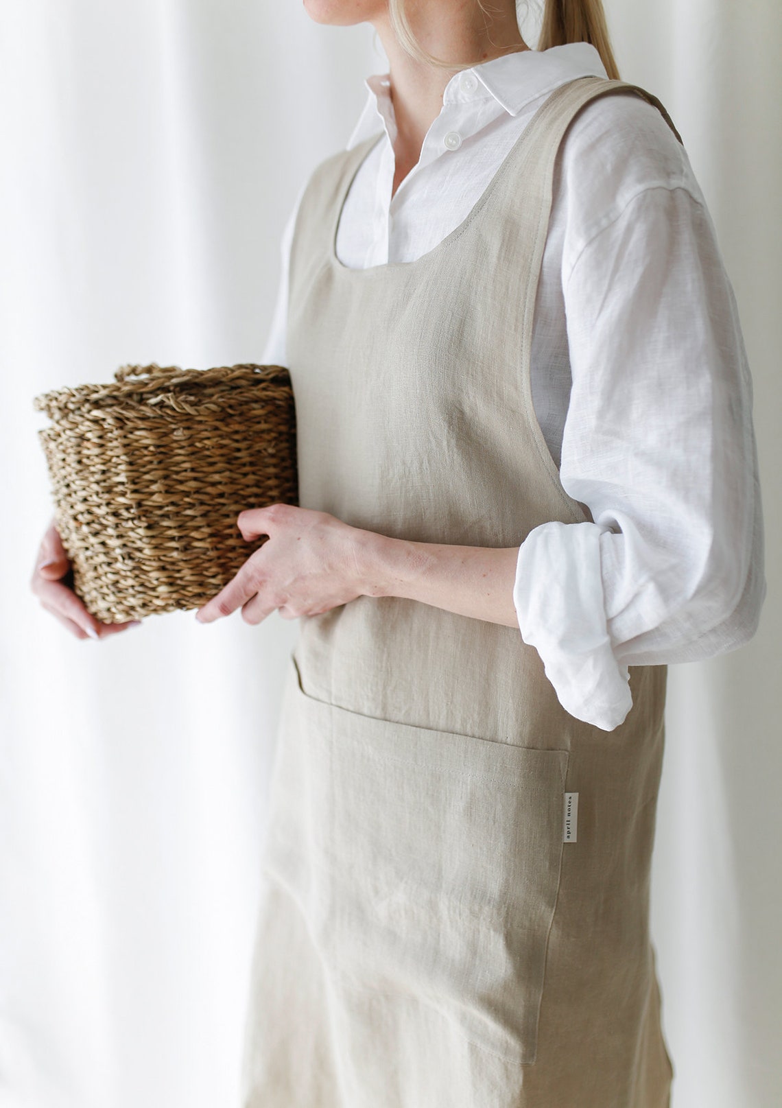 Pinafore Linen Apron in Various Colors Japanese Cross Back - Etsy