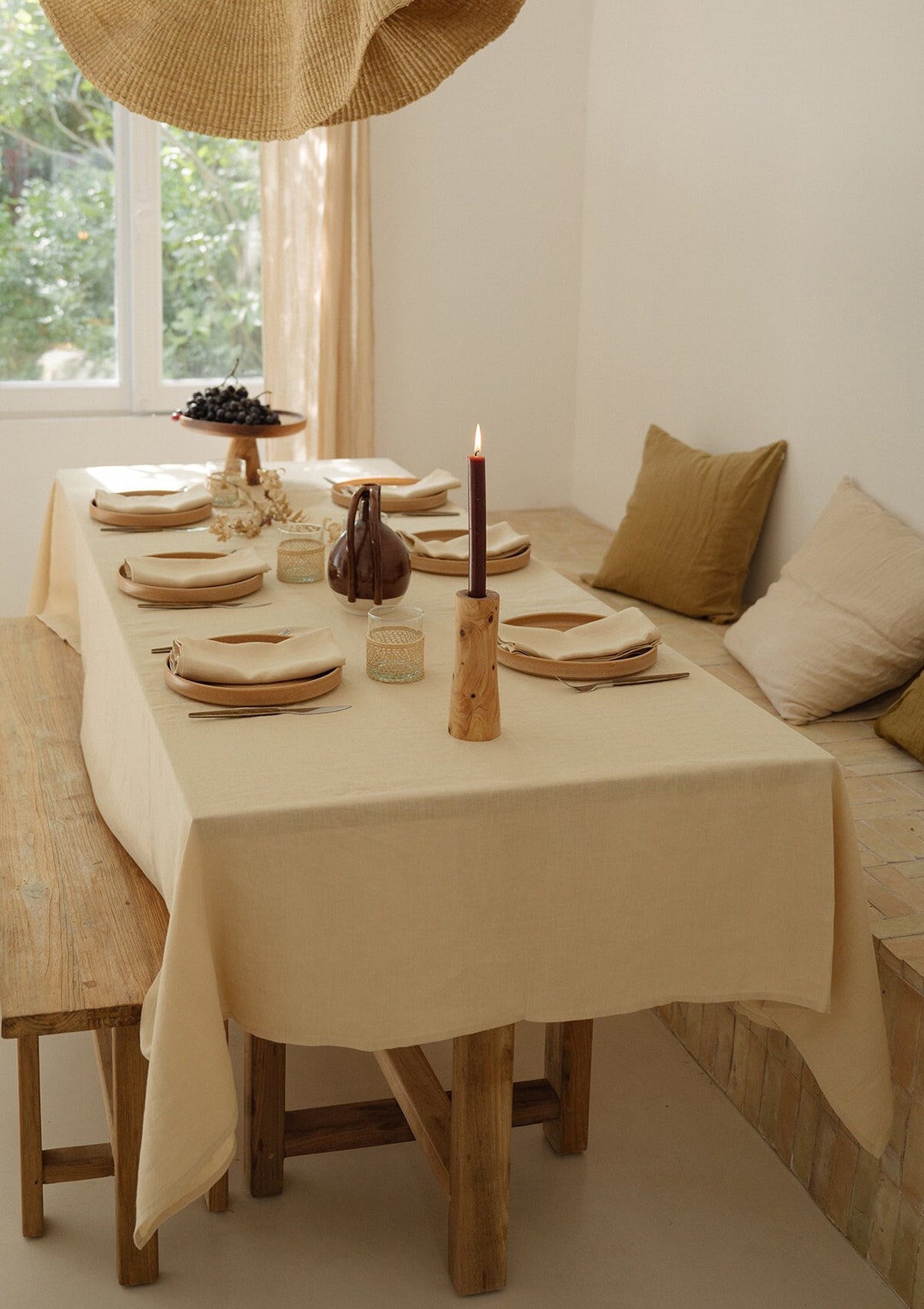 Sandy Yellow Linen Tablecloth, Square, Rectangular, Round Linen Table ...