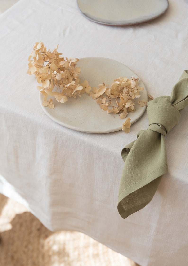 White Linen Tablecloth, Square, Rectangular, Round Linen Table Cloth ...