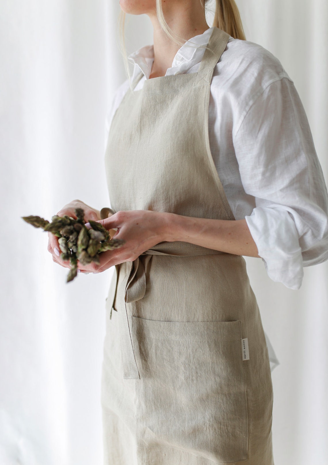 Linen Apron in Various Colors Washed Linen Kitchen Apron With - Etsy