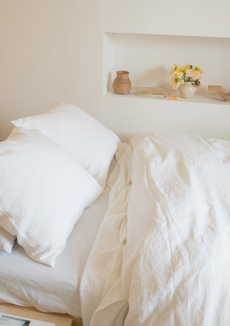 White Linen Duvet Cover, Washed Linen Bedding, Linen Comforter Cover ...