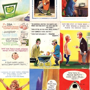 Vintage 1950s-80s Collection of 9 Used Assorted Saucy Bamforth ...