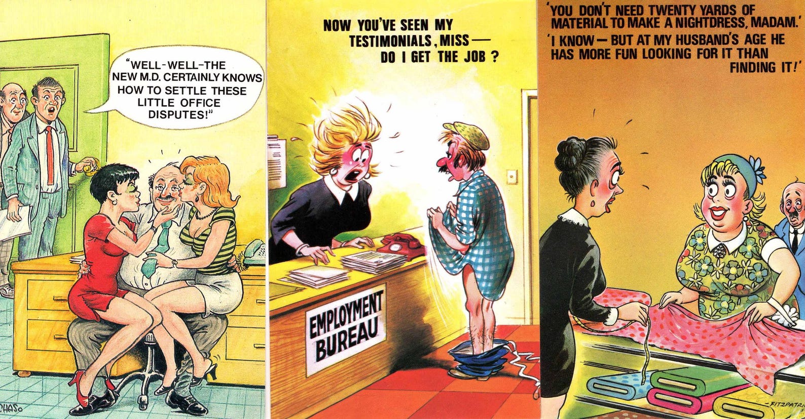Vintage 1960s-80s Collection of 9 Unused Assorted Saucy Bamforth ...