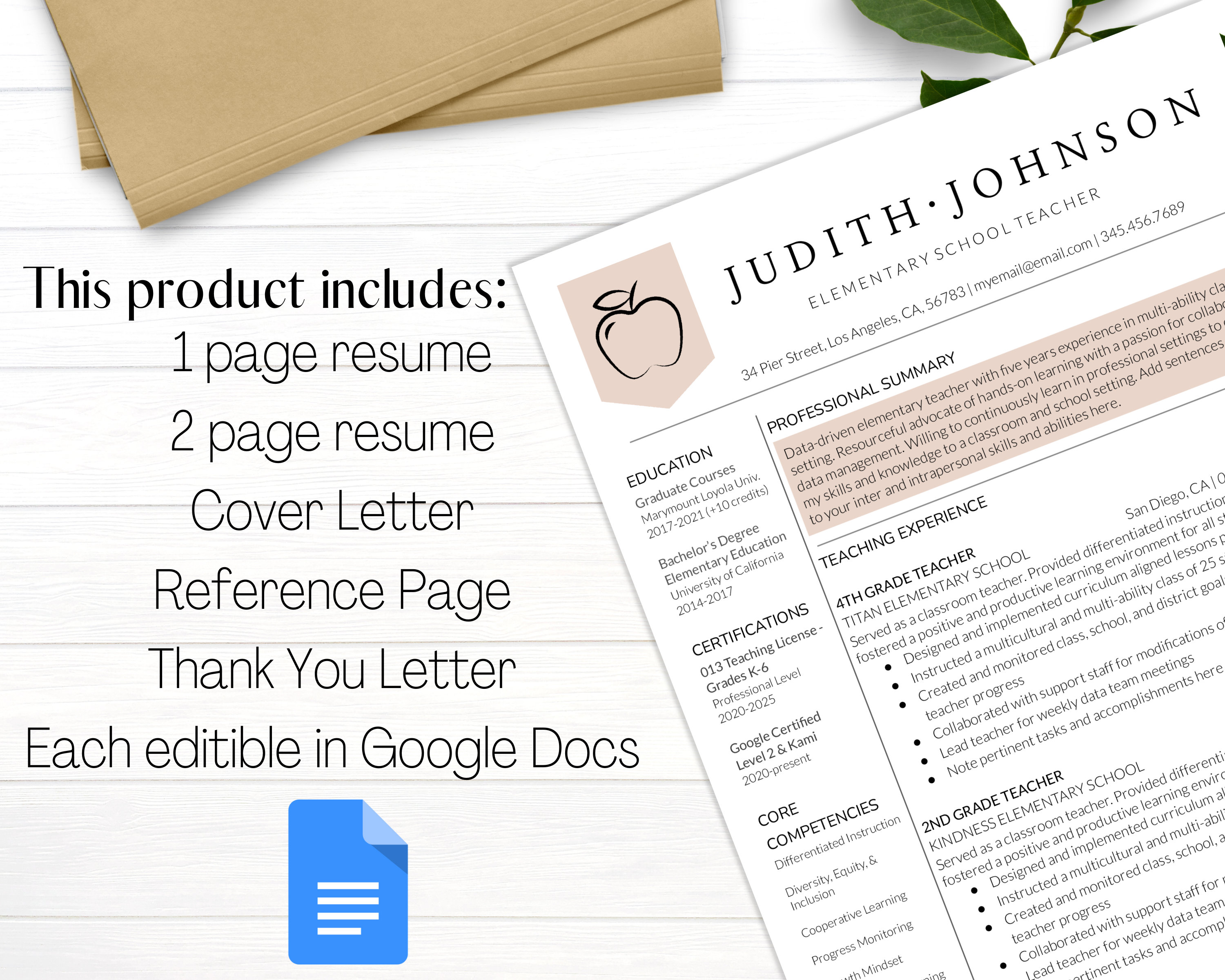 Teacher Resume Editable Template CV Icon Header Professional Educator ...