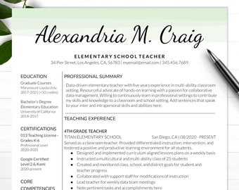 Teacher Resume Editable Template CV Icon Header Professional Educator ...