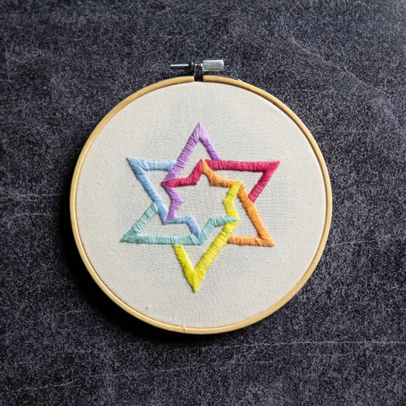 Rainbow Jewish Star Embroidery - Etsy