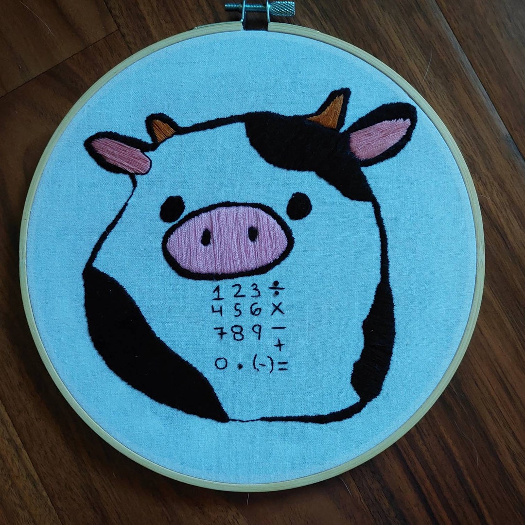 Cowculator Funny Math Cow Embroidery - Etsy