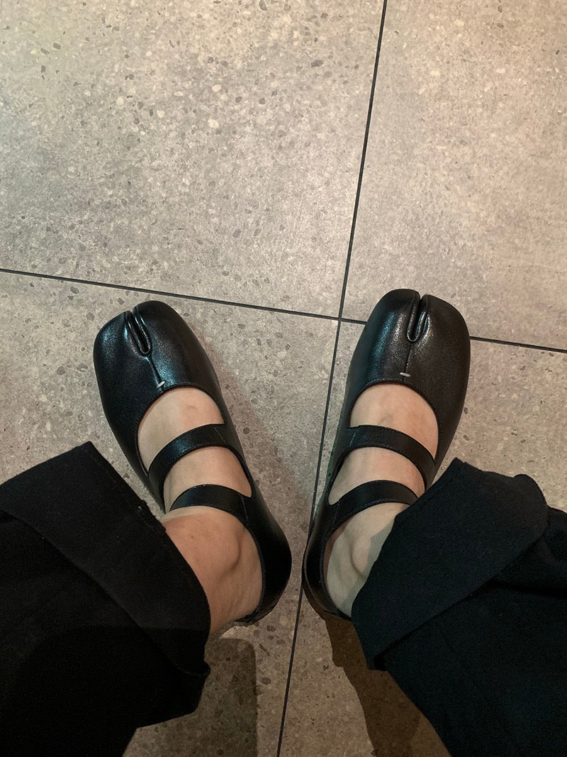 Genuine Leather Tabi Mary Jane Shoes-soft Lamb Skin Double Strap Flats ...