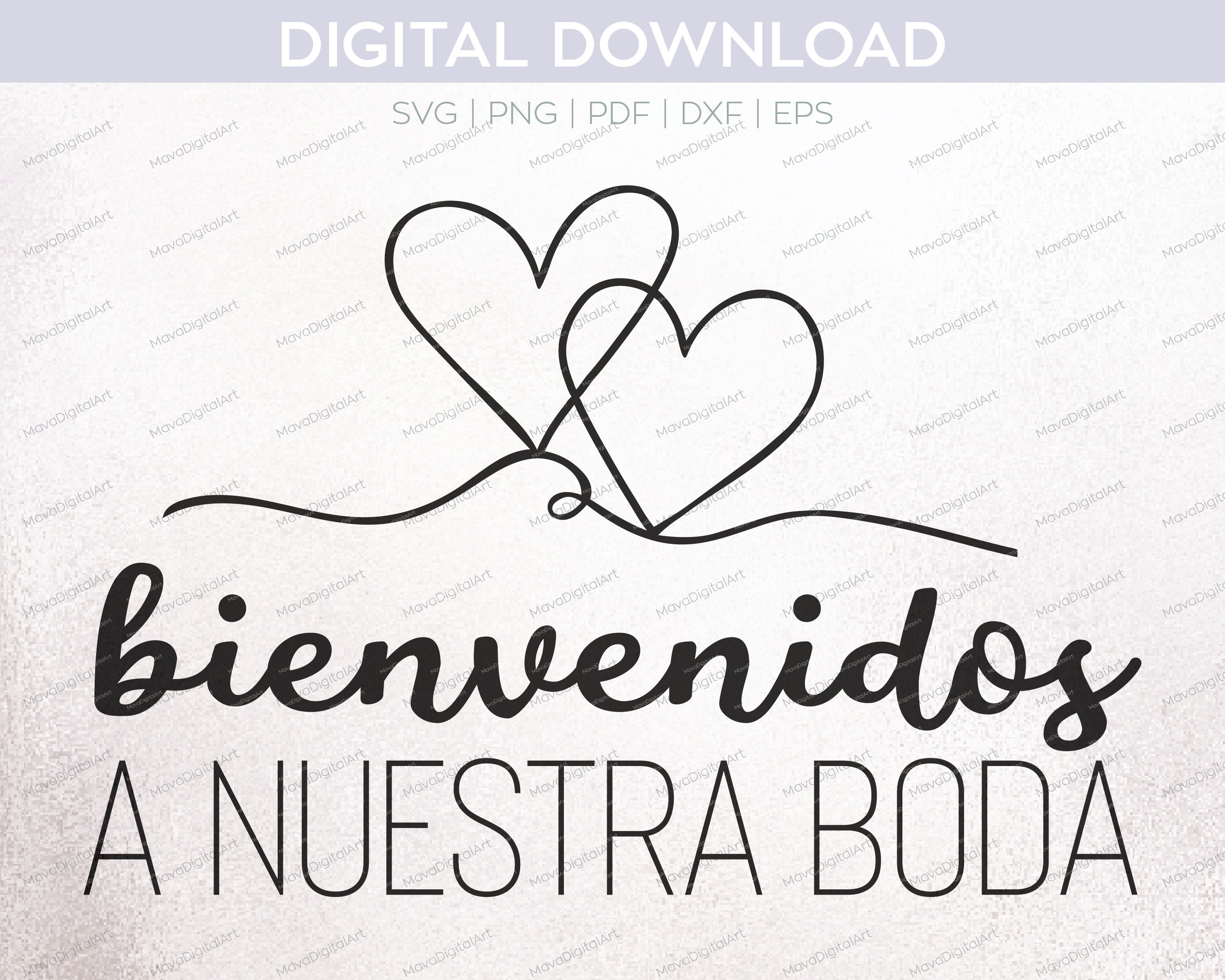 Bienvenidos A Nuestra Boda PNG SVG DXF to Cut Out With Cricut or Silhouette, Digital Download - Etsy