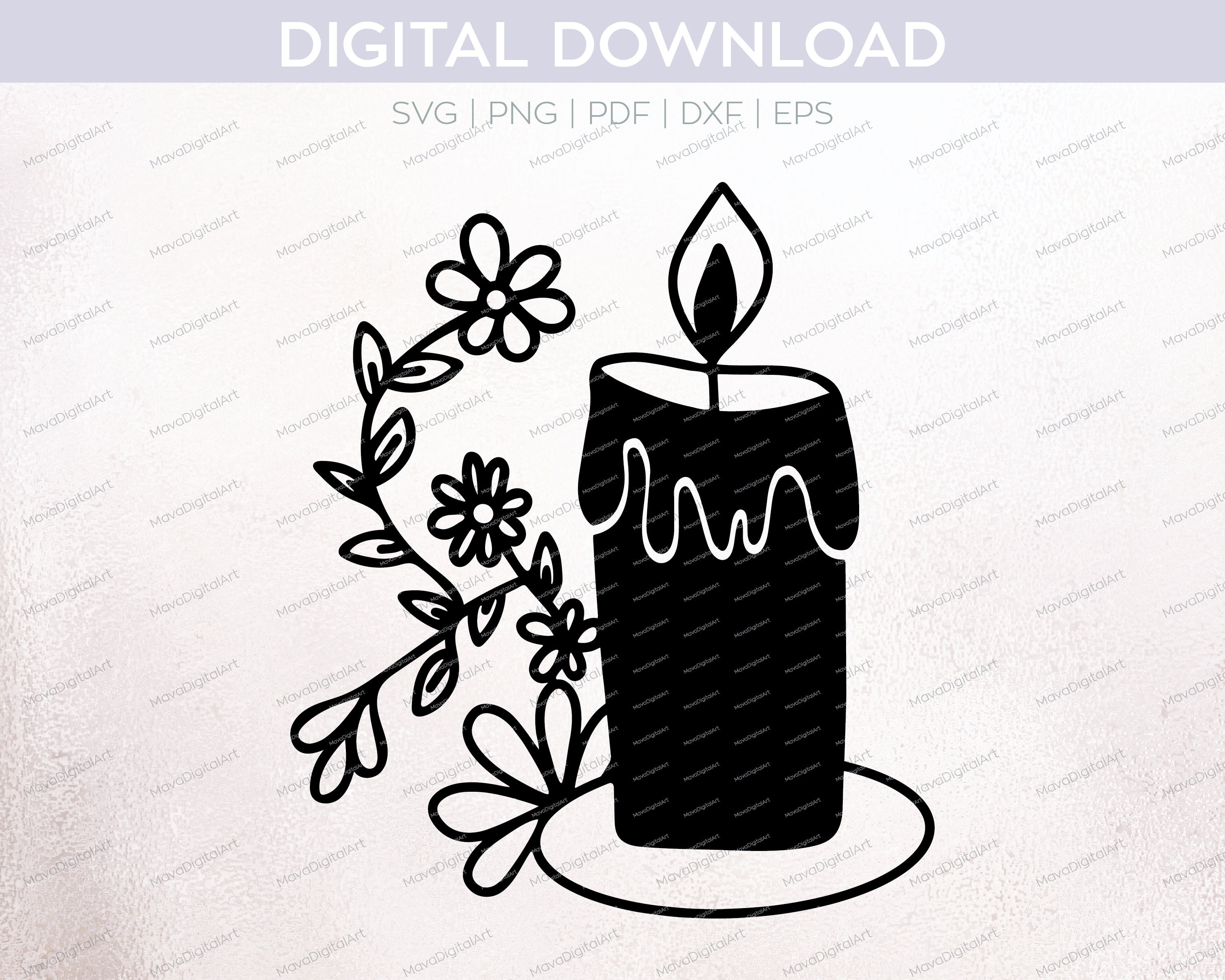 Vela Floral SVG para recortar con Cricut o Silhouette, Descarga Digital ...