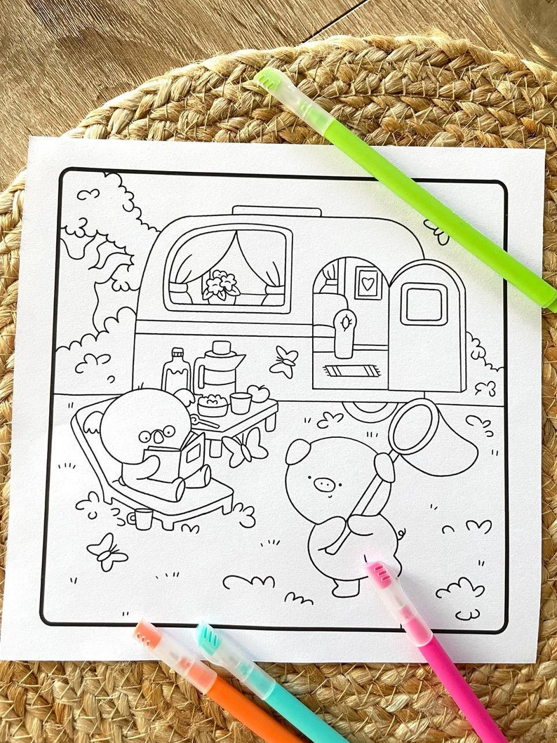 Bold & Easy Cozy Friends Coloring Book Cute Animal Characters Kids ...