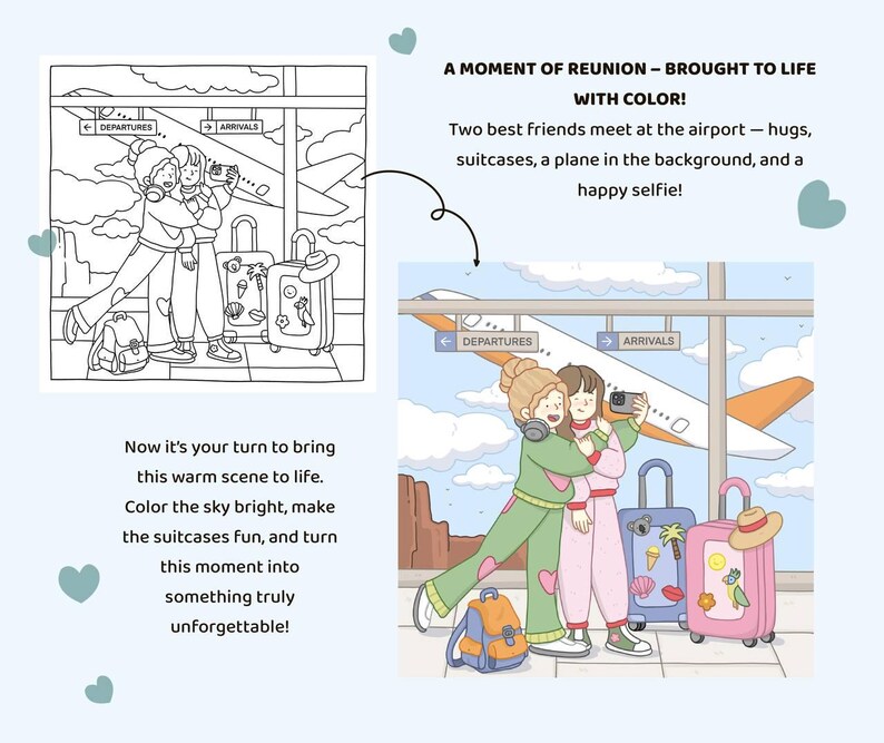 Cute Moments Coloring Book – Kawaii Animals, Friends, Travel Scenes ...