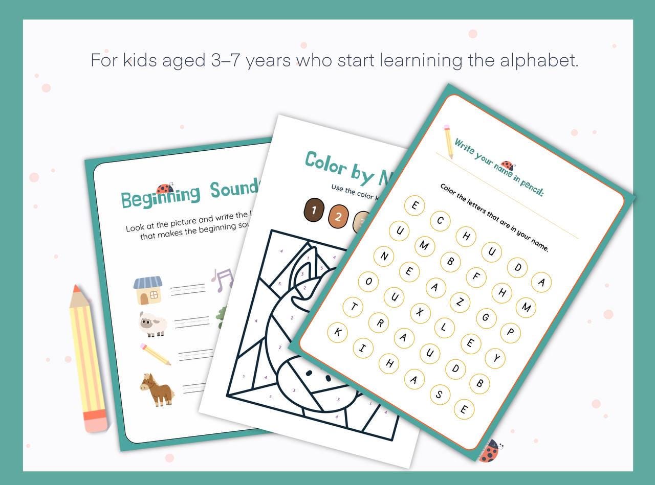 Alphabet Tracing Workbook for Kids: 30 Printable Letter Practice Pages ...