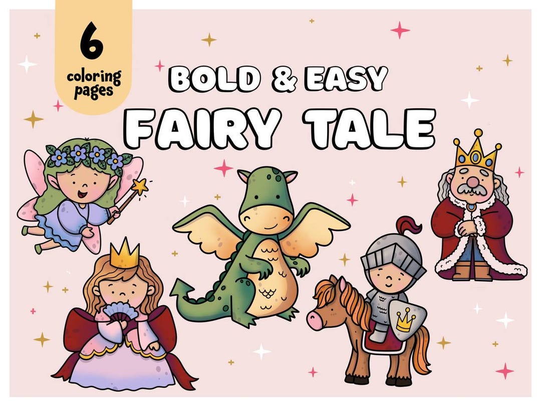 Fairy Tale Coloring Book | Bold & Easy Printable Pages | Digital ...