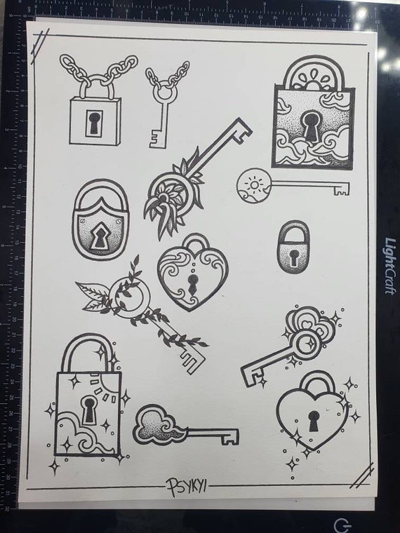 Key And Lock Drawings